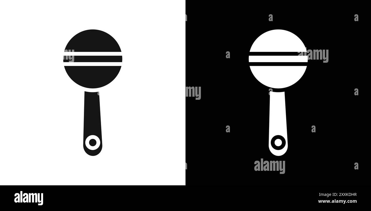 Baby rattle icon logo sign vector outline in black and white color ...