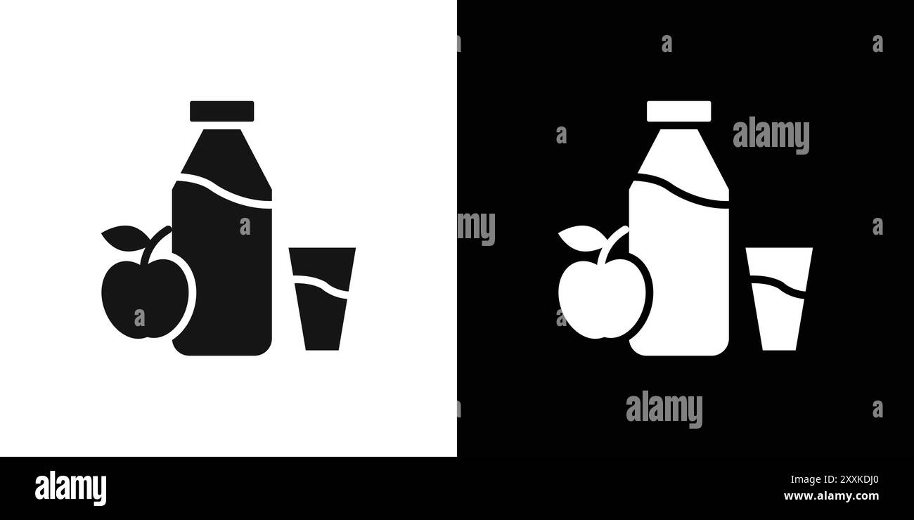 Apple cider vinegar Icon logo sign vector outline in black and white ...