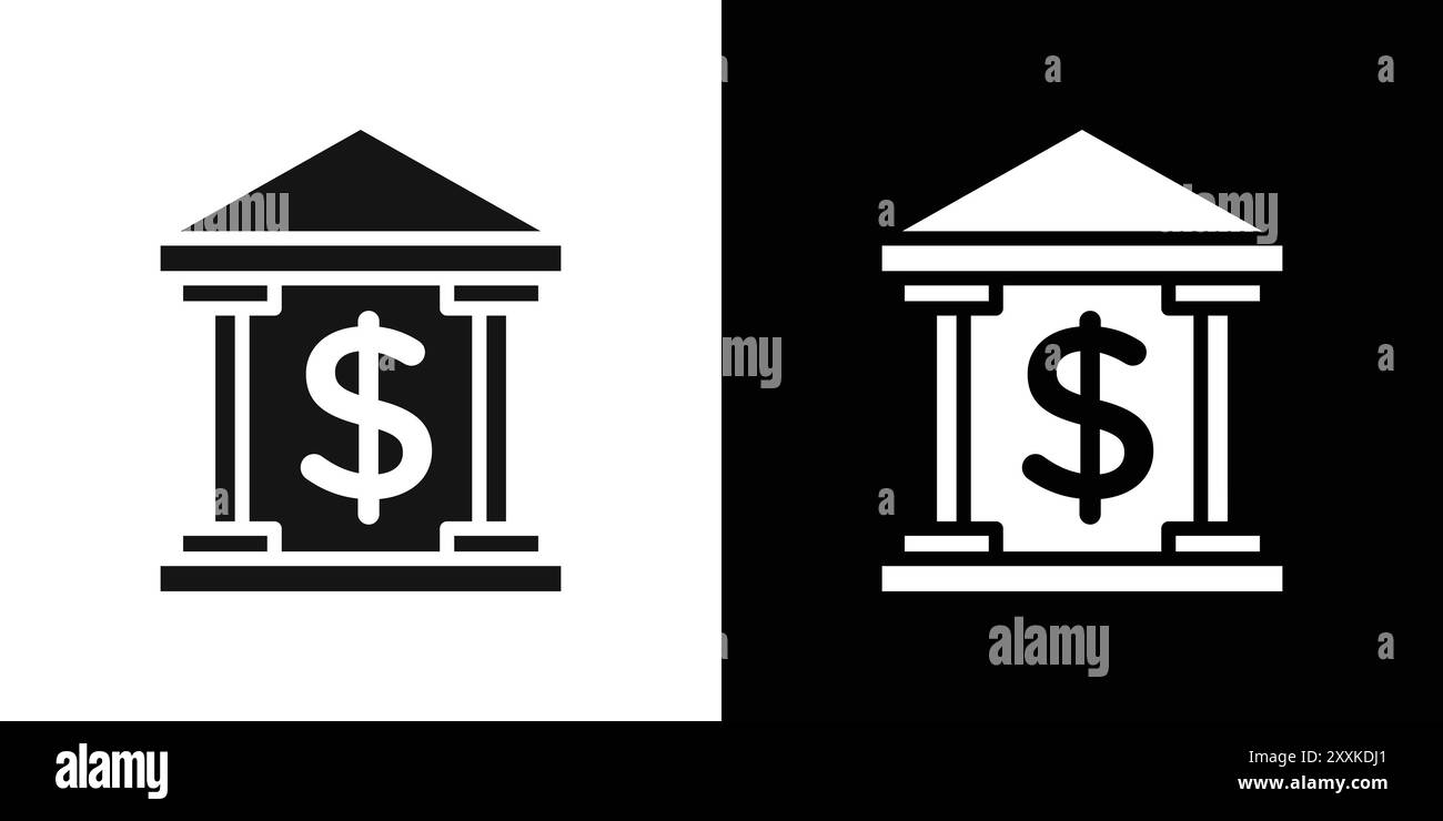 Bank icon logo sign vector outline in black and white color Stock ...
