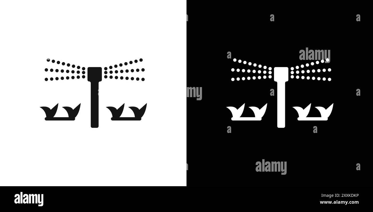 Automatic irrigation sprinklers icon logo sign vector outline in black ...