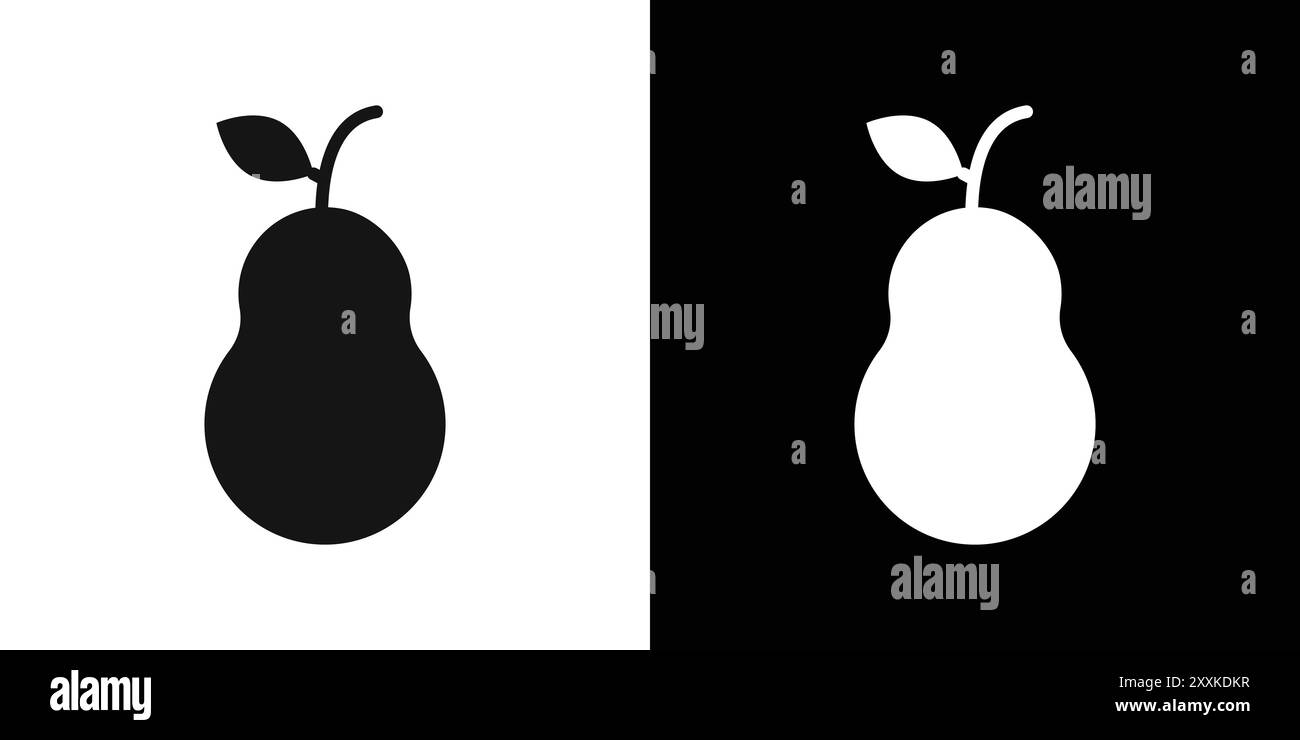 avocado icon logo sign vector outline in black and white color Stock ...