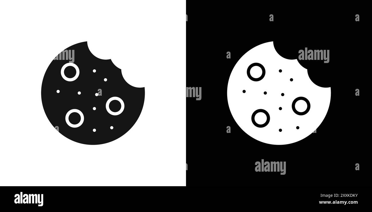 Browser Cookie Icon logo sign vector outline in black and white color ...