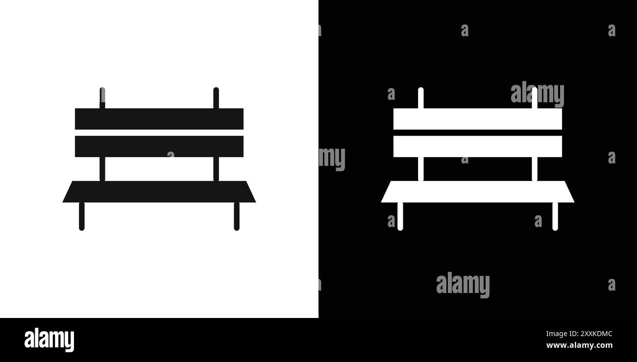 Bench icon logo sign vector outline in black and white color Stock ...