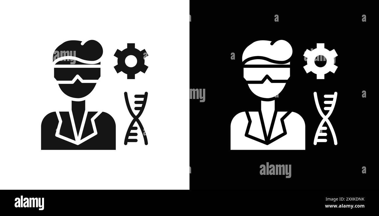 Biomedical engineer icon logo sign vector outline in black and white ...