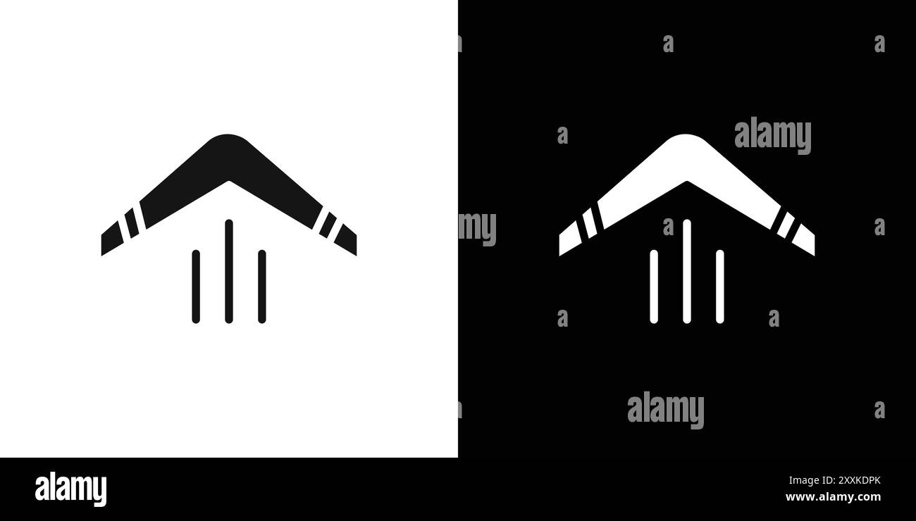 Boomerang Icon logo sign vector outline in black and white color Stock ...