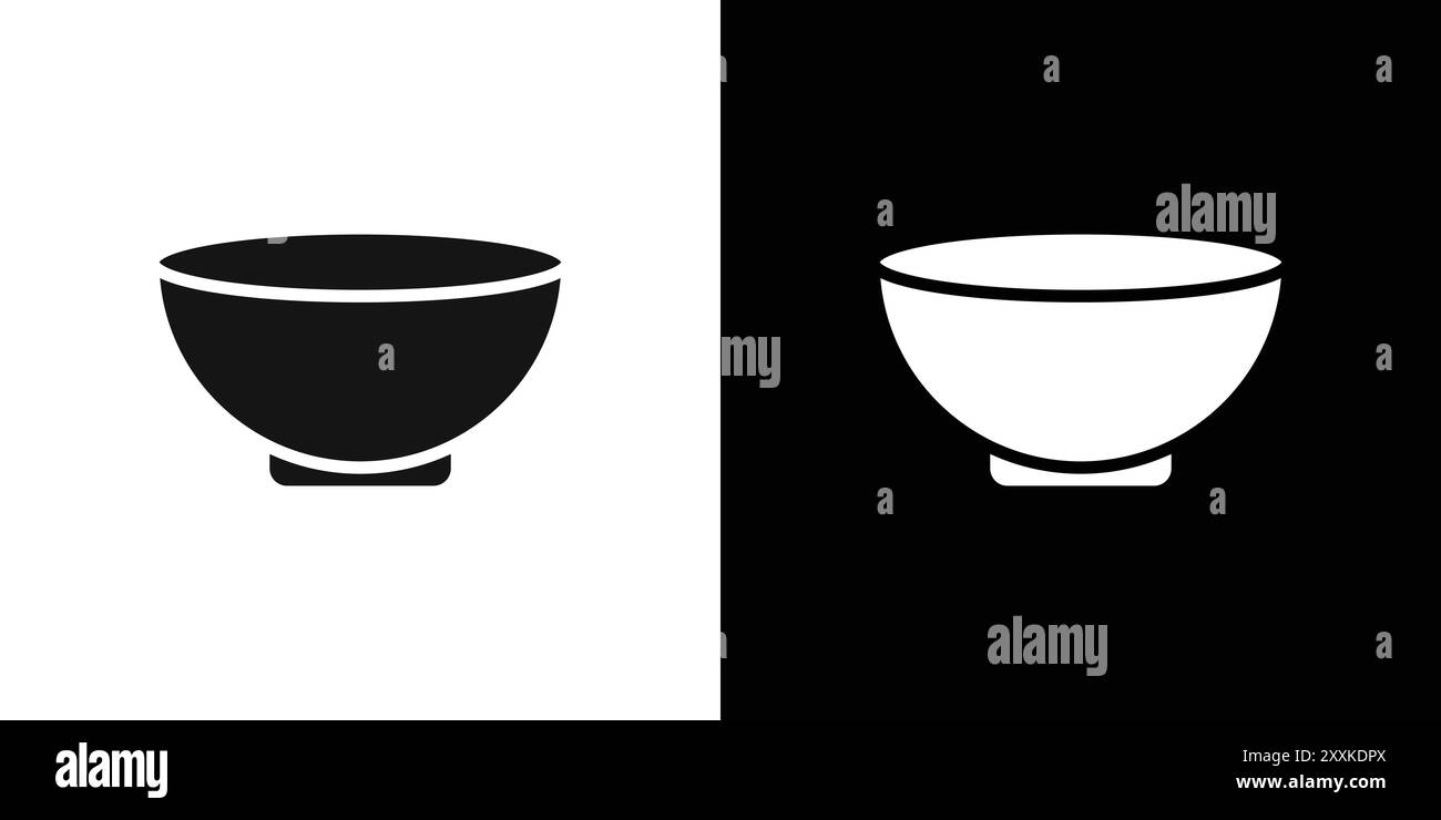 Bowl icon logo sign vector outline in black and white color Stock ...