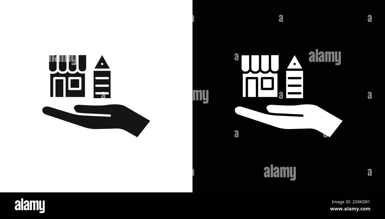 Building ownership icon logo sign vector outline in black and white ...