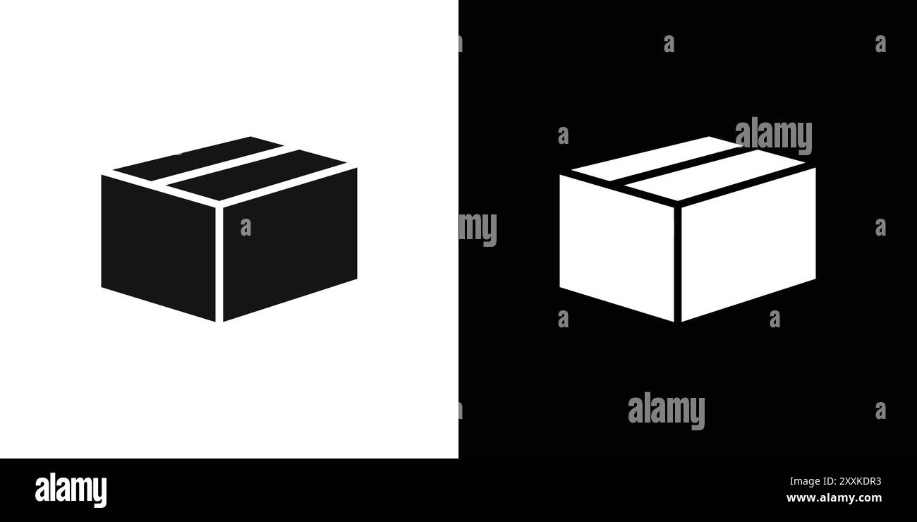 Box icon logo sign vector outline in black and white color Stock Vector ...