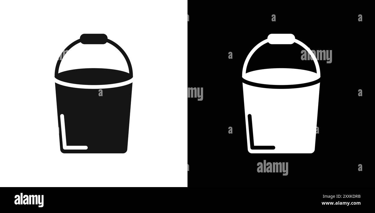 bucket icon logo sign vector outline in black and white color Stock ...