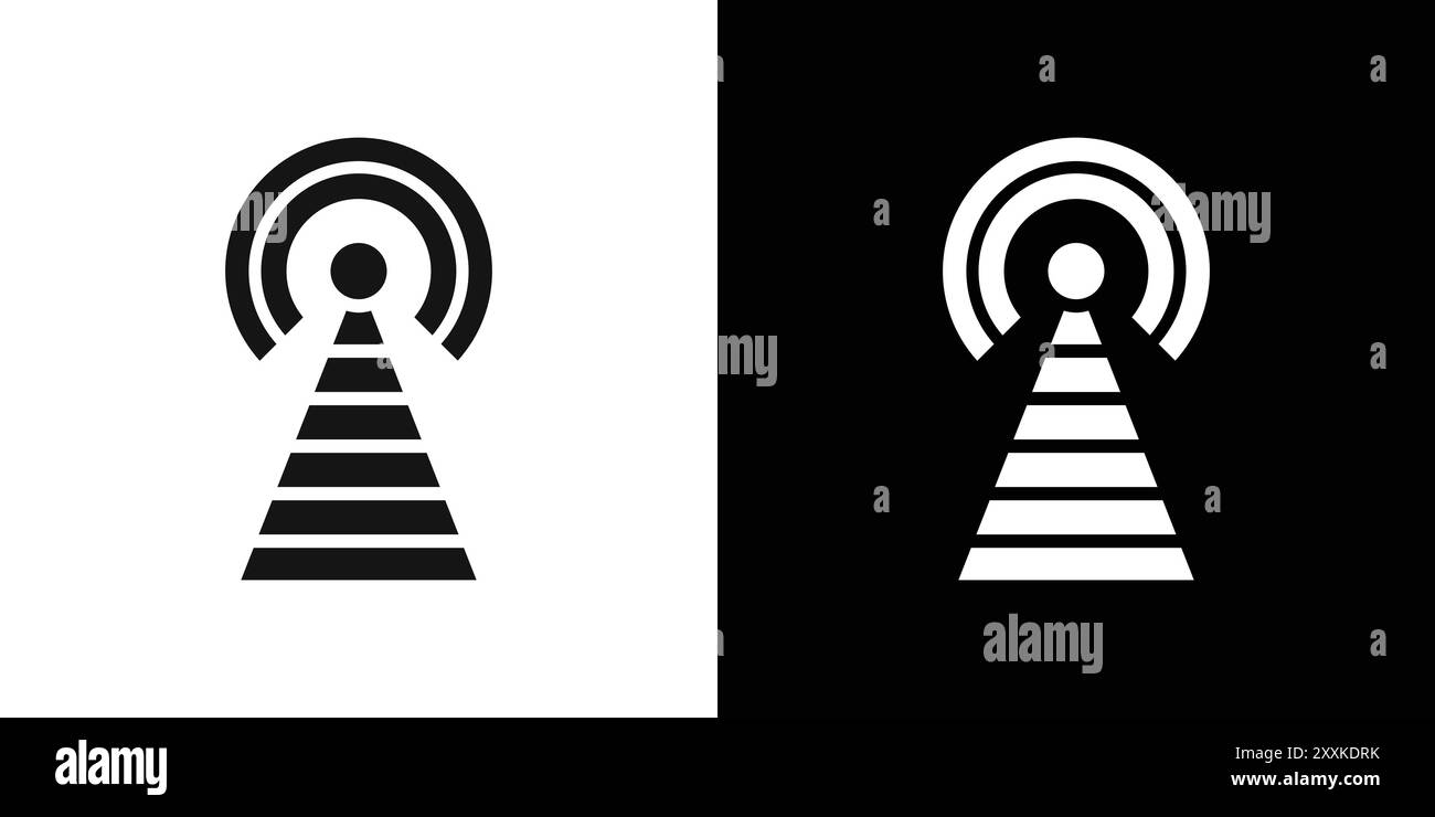 Broadcast Icon logo sign vector outline in black and white color Stock ...