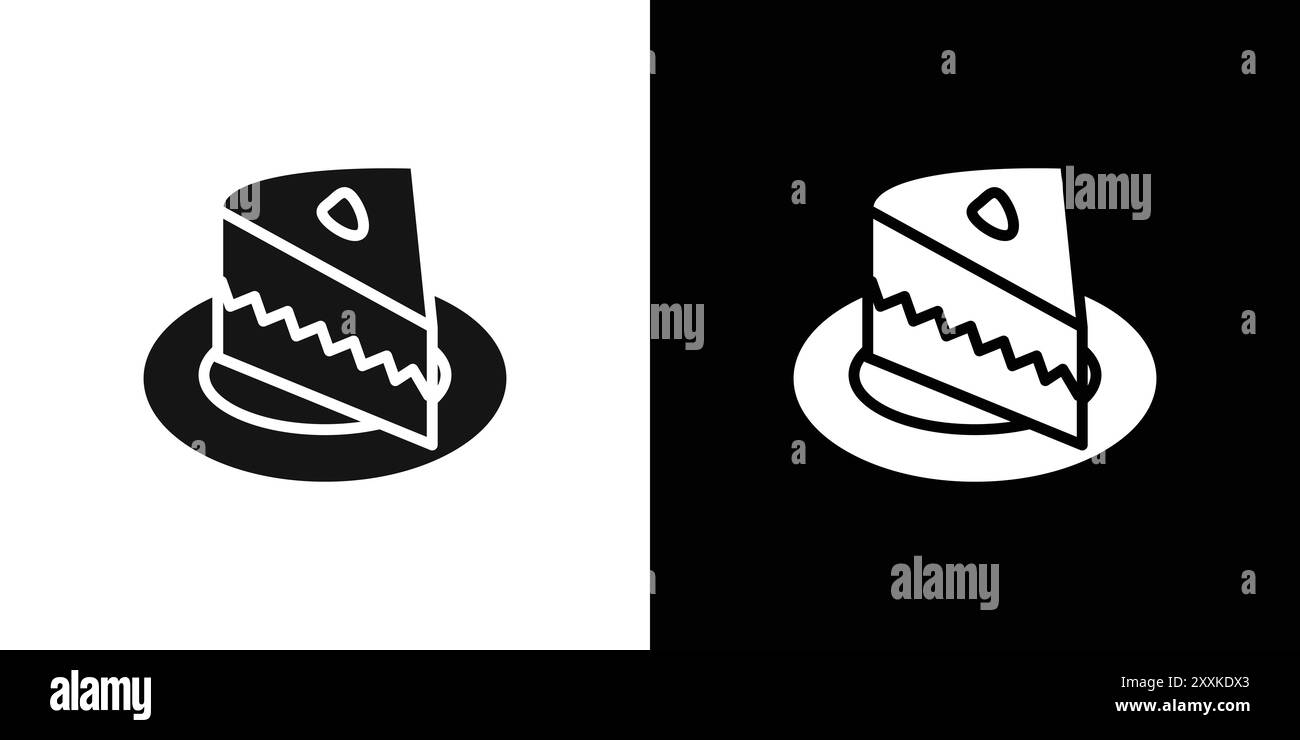 Cheesecake icon logo sign vector outline in black and white color Stock ...