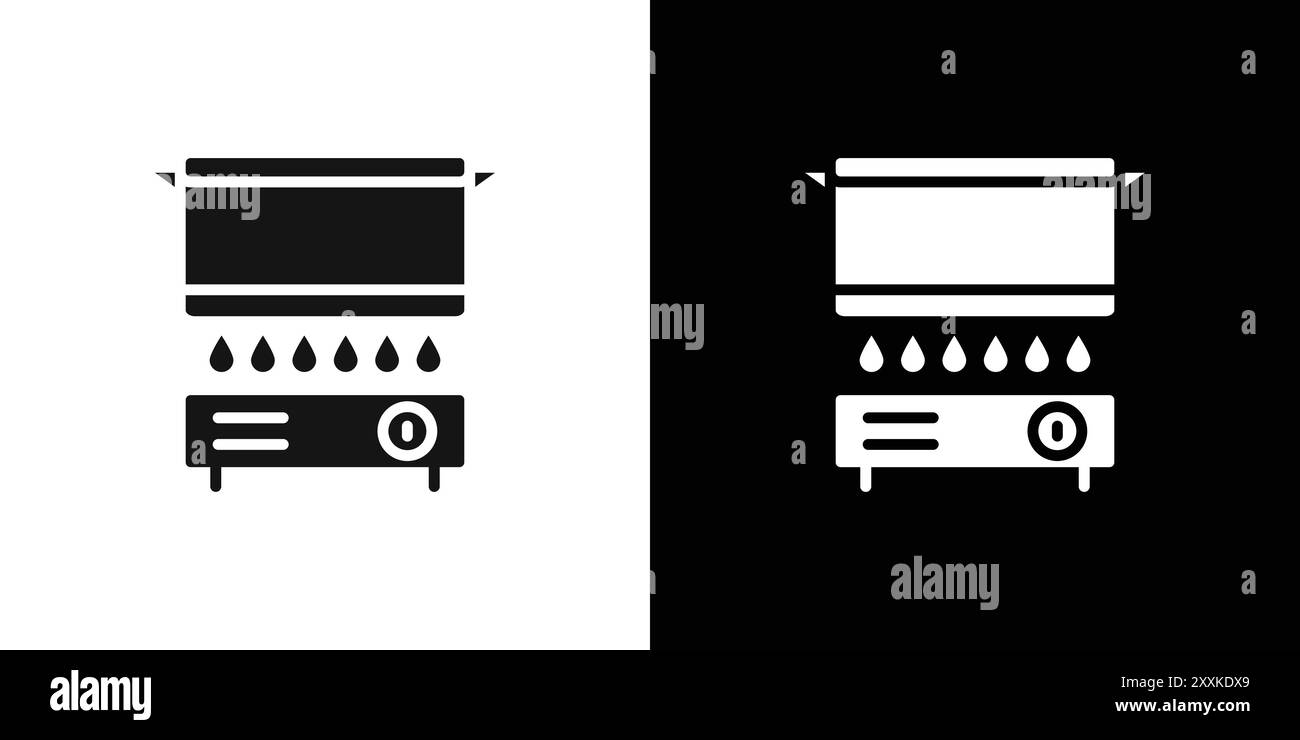 Burner Gas Stove icon logo sign vector outline in black and white color ...