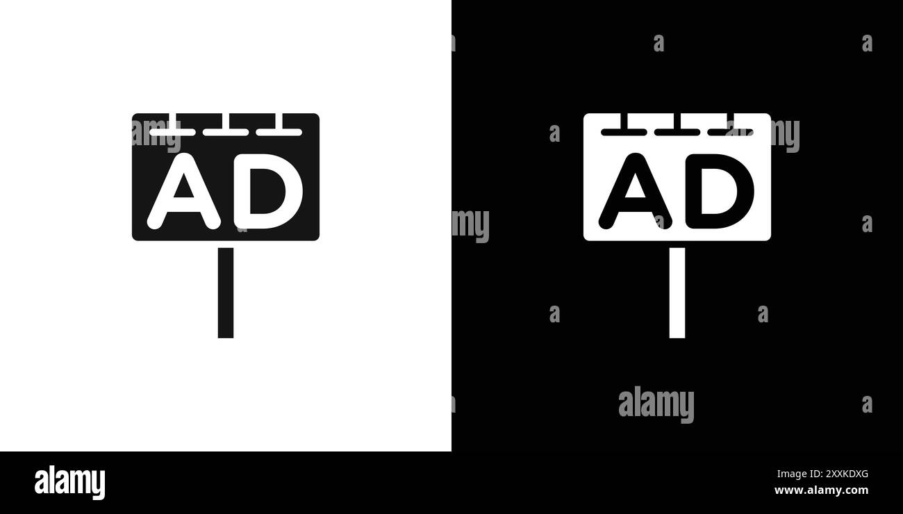 billboard ad promotion icon logo sign vector outline in black and white ...