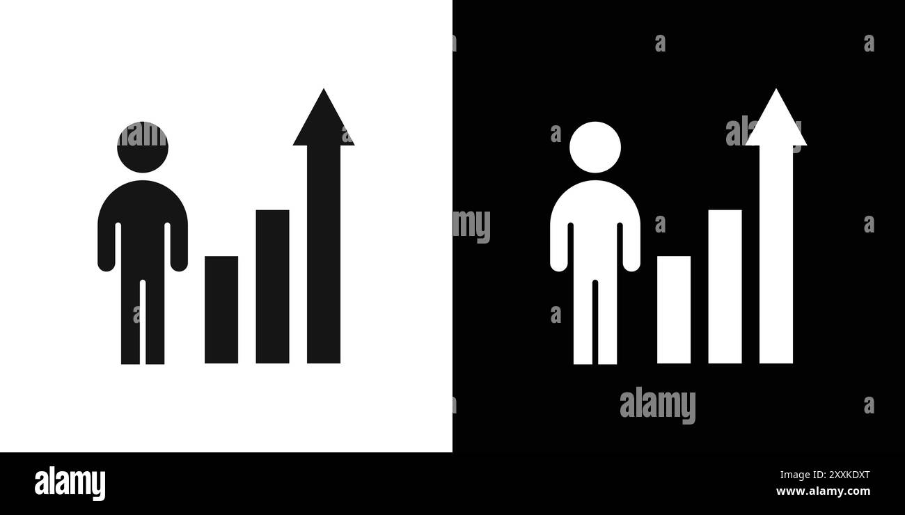 Career rise icon logo sign vector outline in black and white color ...