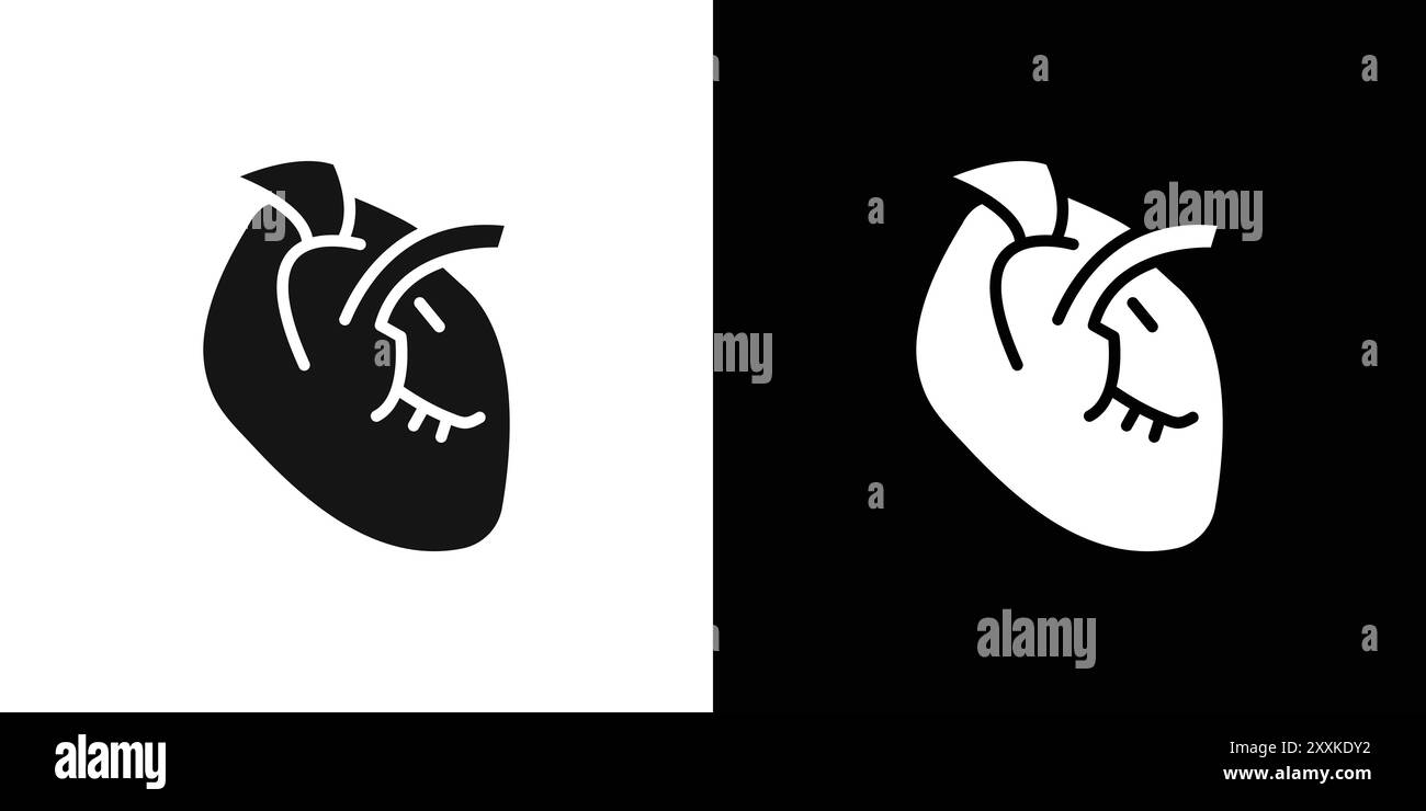 Cardiology icon logo sign vector outline in black and white color Stock ...