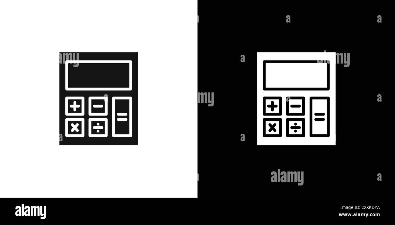 Calculator icon logo sign vector outline in black and white color Stock ...