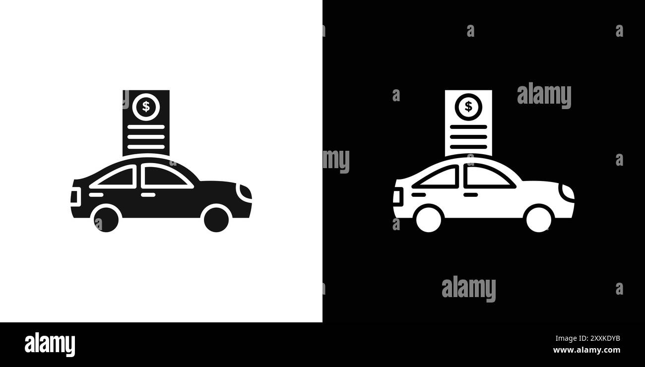 Car Loan icon logo sign vector outline in black and white color Stock ...