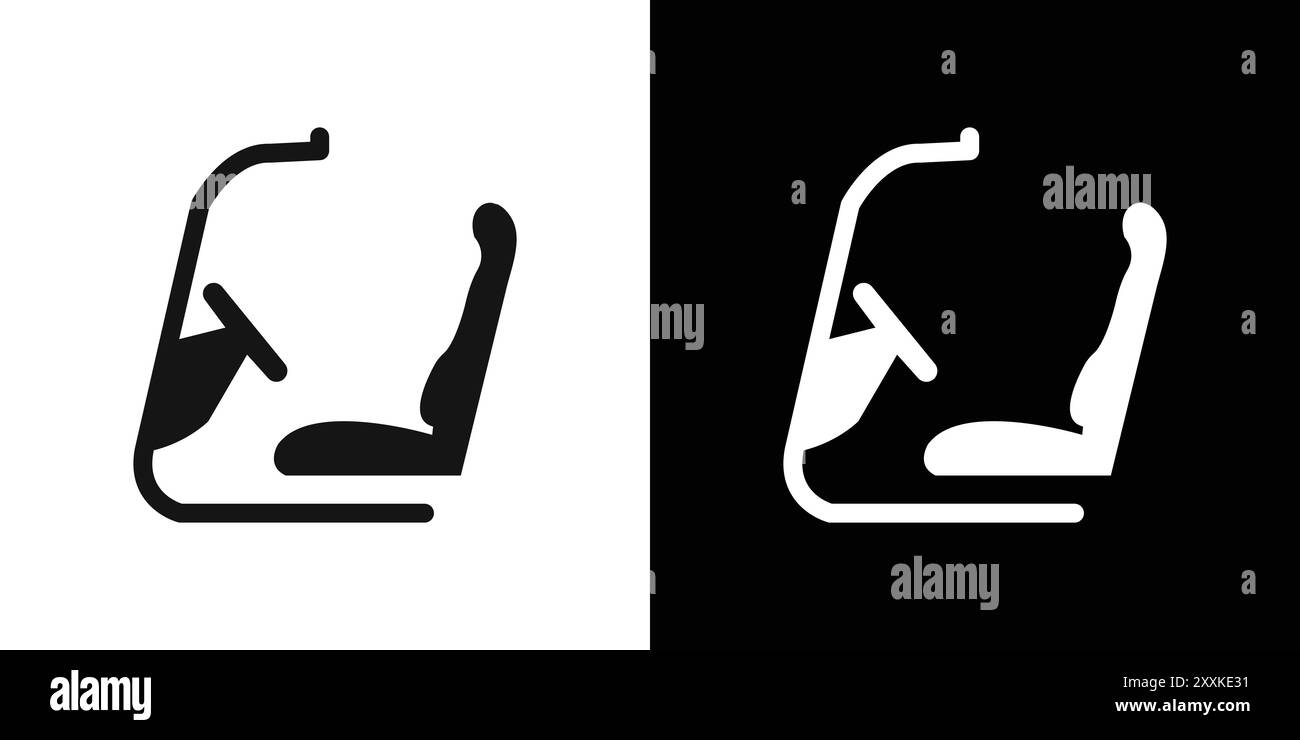 car driver seat icon logo sign vector outline in black and white color ...