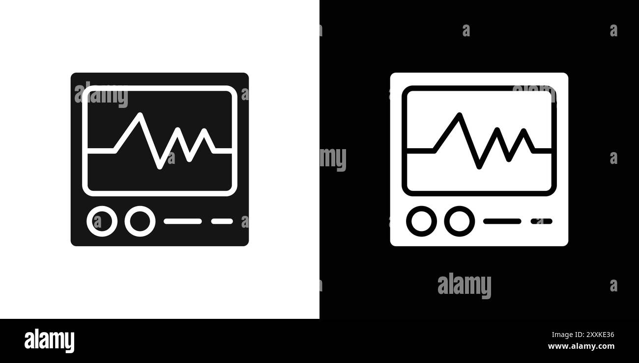 cardiogram icon logo sign vector outline in black and white color Stock ...