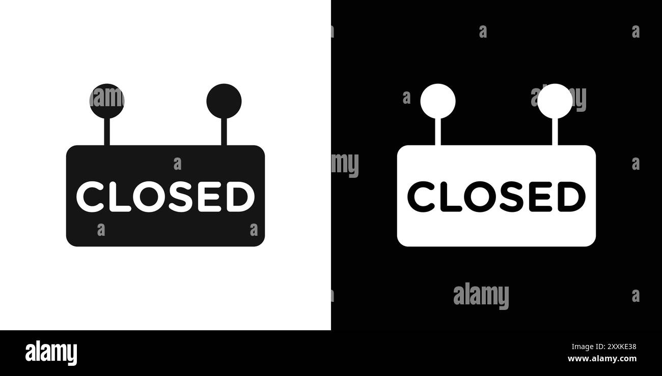 Closed Sign Icon logo sign vector outline in black and white color ...