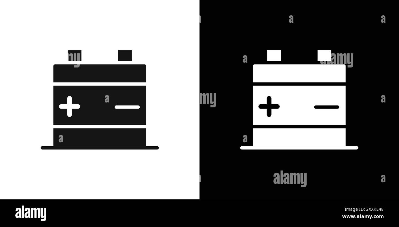 Car battery icon logo sign vector outline in black and white color ...