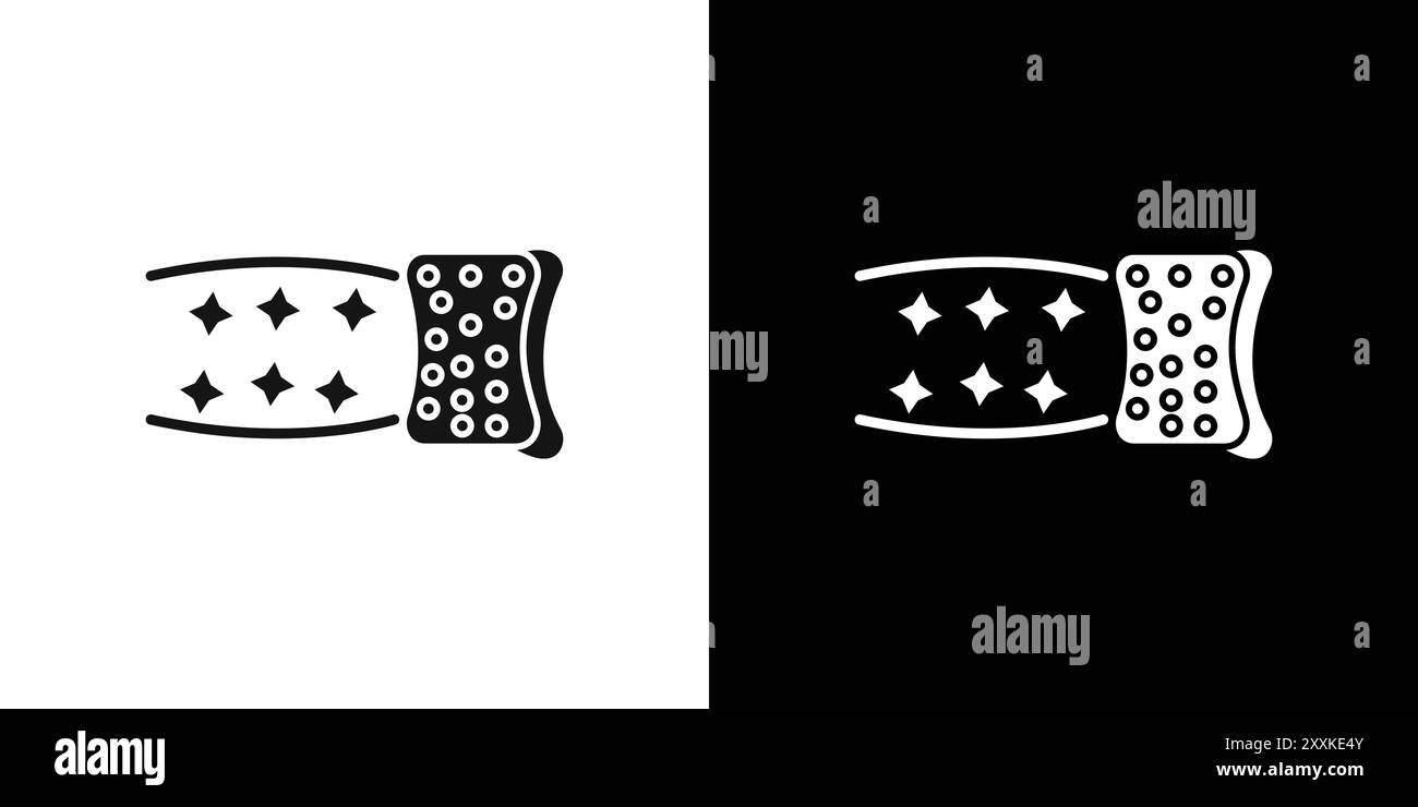 Cleaning sponge icon logo sign vector outline in black and white color ...