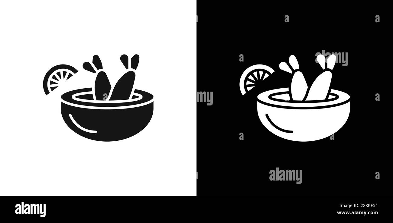 Ceviche icon logo sign vector outline in black and white color Stock ...