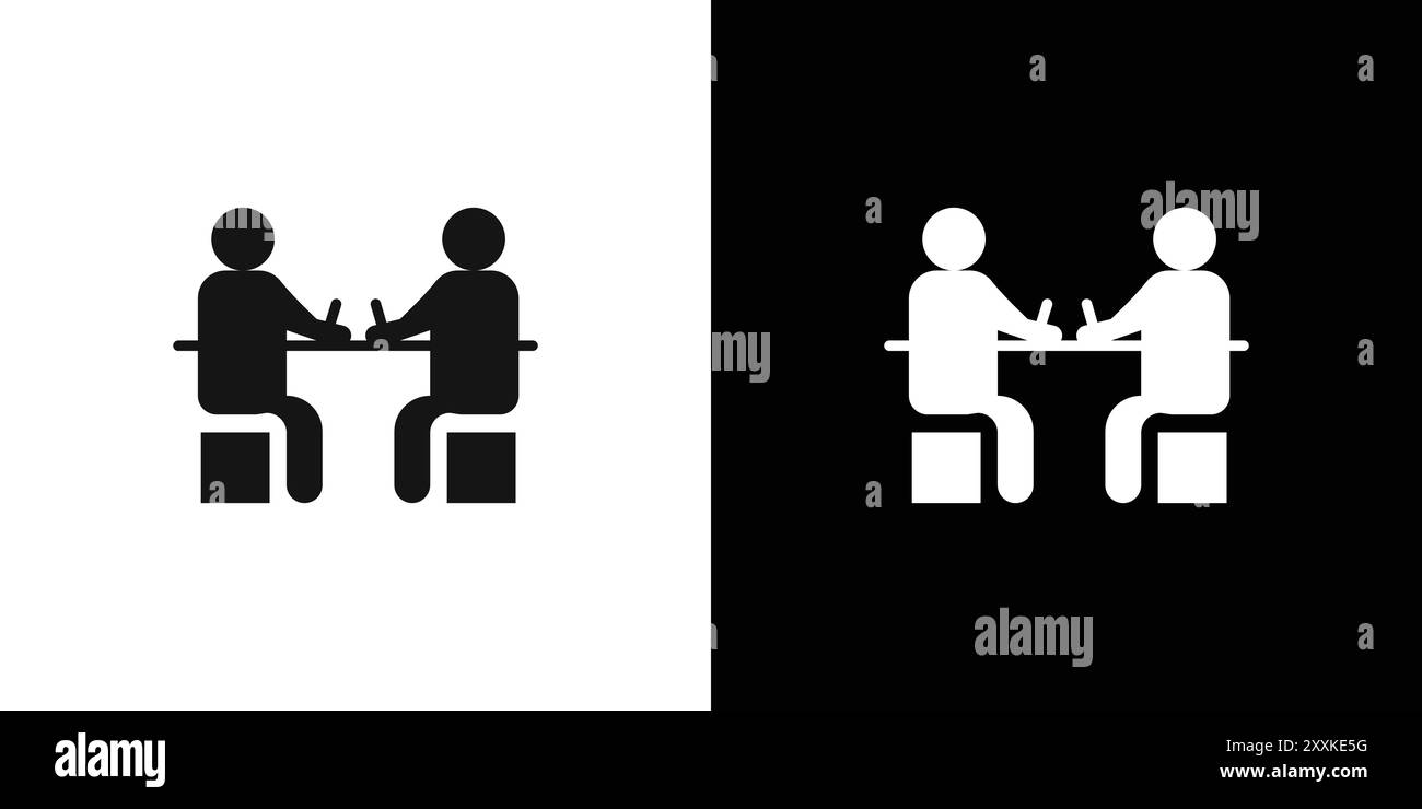 Contract signing icon logo sign vector outline in black and white color ...