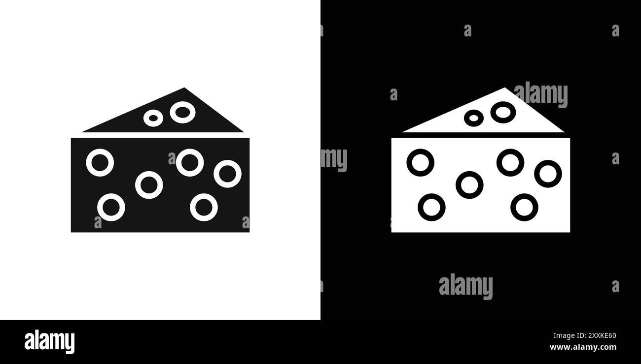 cheese icon logo sign vector outline in black and white color Stock ...