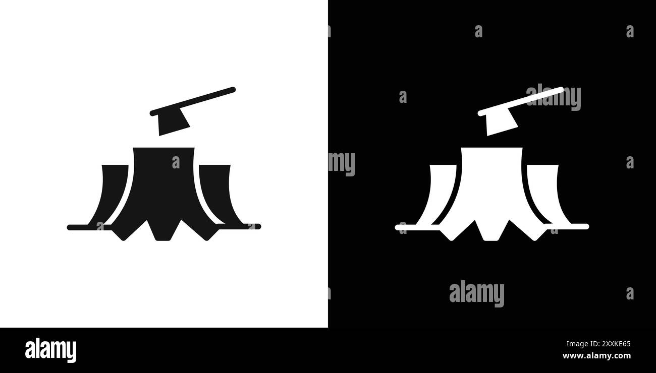 Deforestation icon logo sign vector outline in black and white color ...