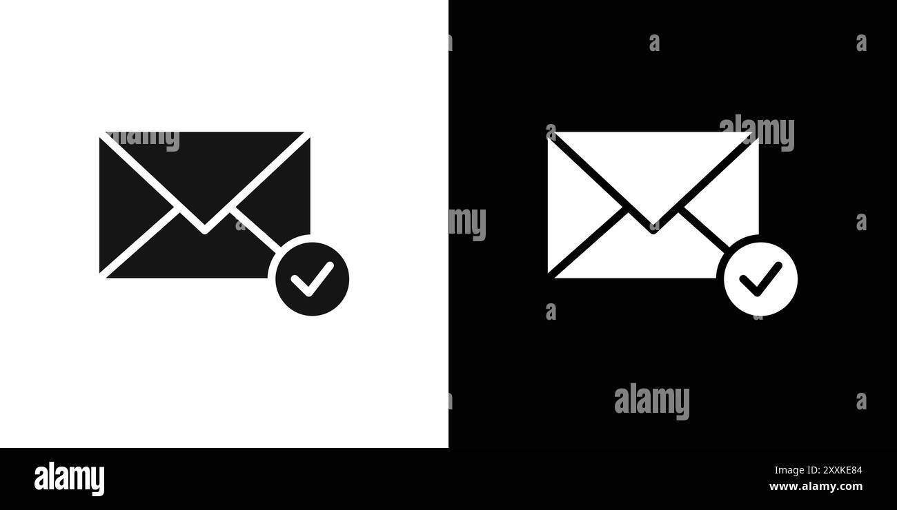 check message icon logo sign vector outline in black and white color ...