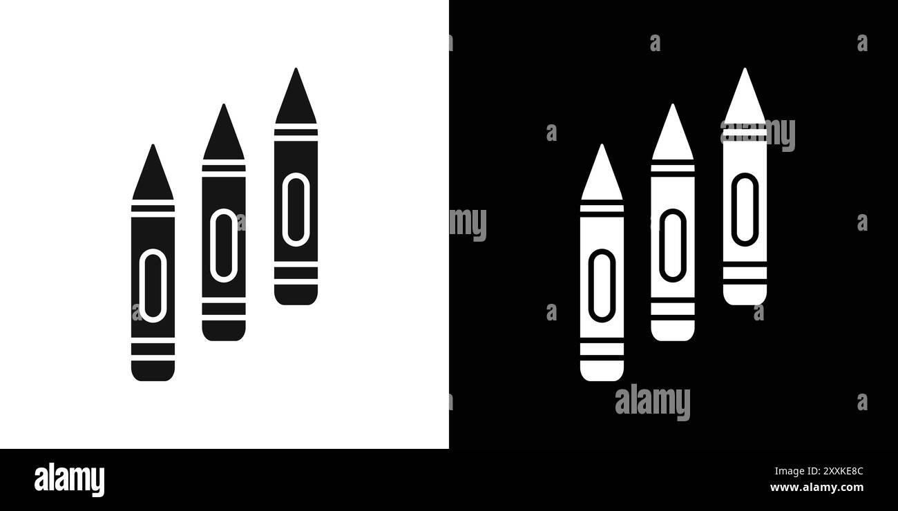 Crayons icon logo sign vector outline in black and white color Stock ...