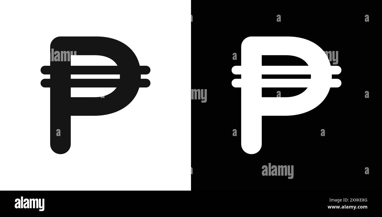 Cuba peso icon logo sign vector outline in black and white color Stock ...