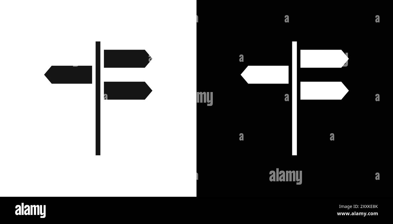 crossroads sign icon logo sign vector outline in black and white color ...