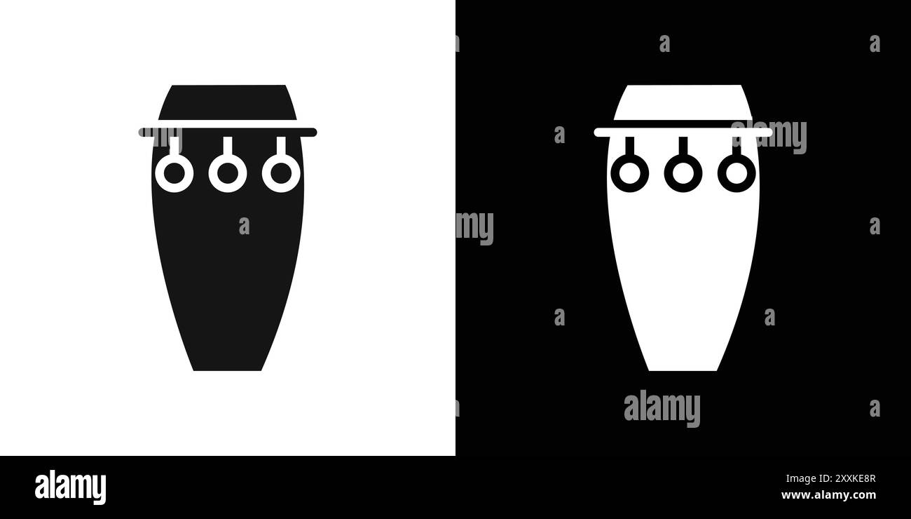 Conga drum icon logo sign vector outline in black and white color Stock ...