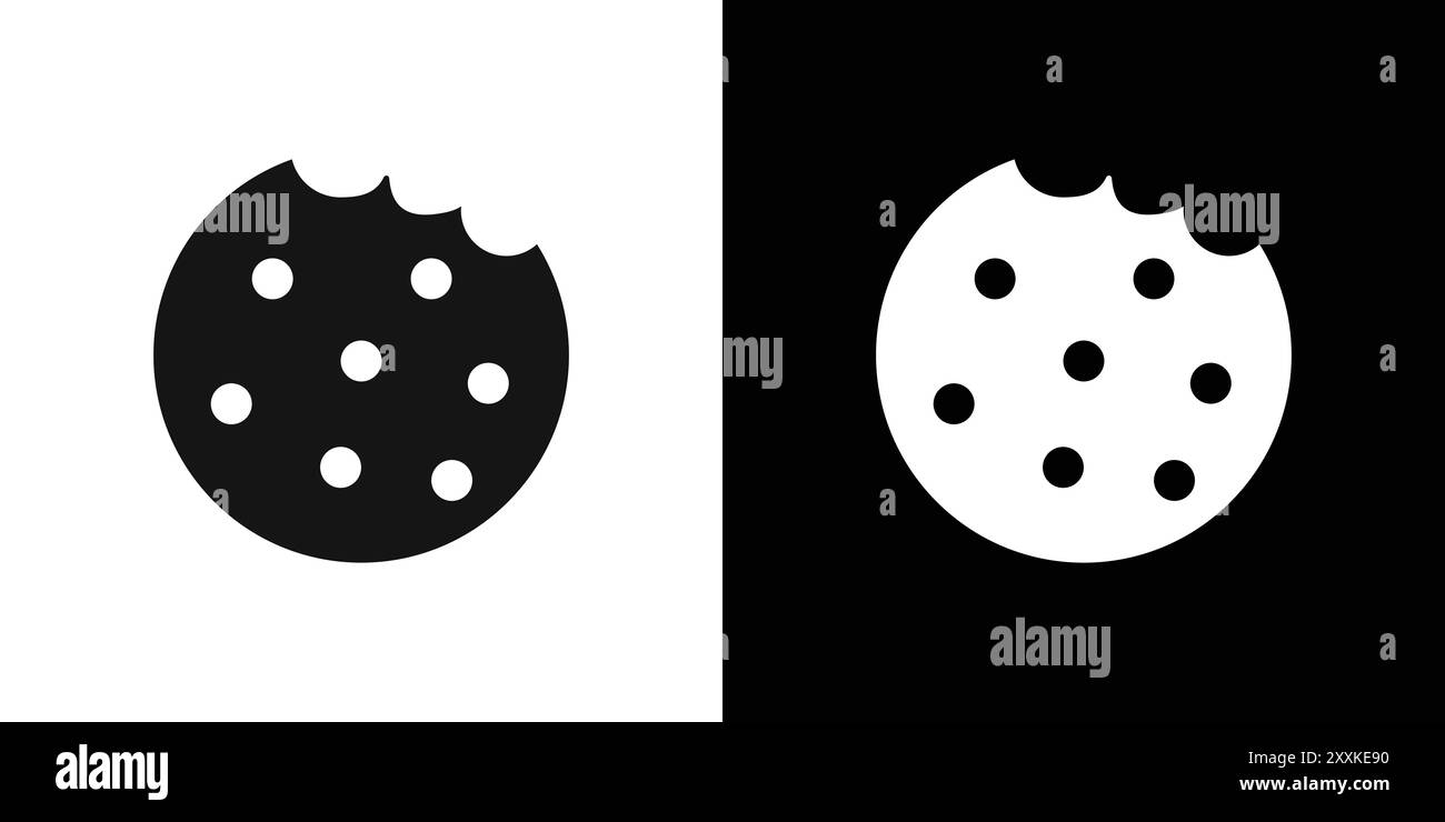 Cookie icon logo sign vector outline in black and white color Stock ...