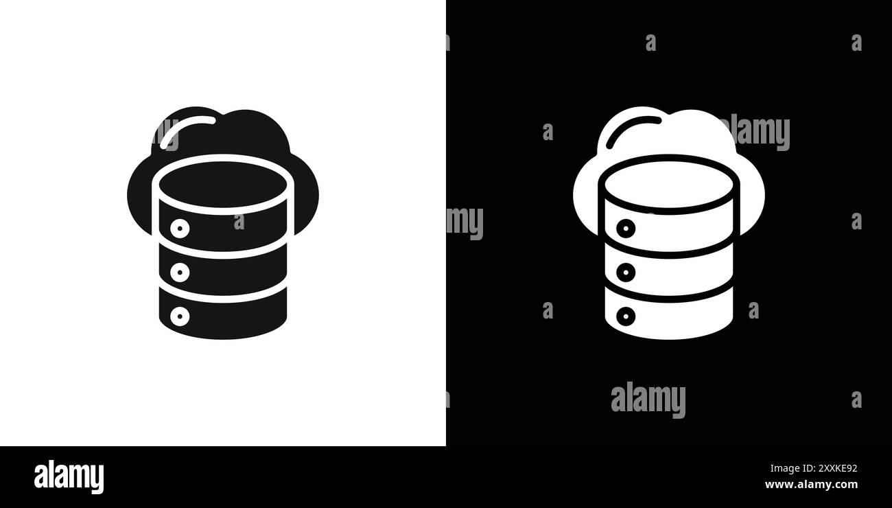 Cloud Database Icon Logo Sign Vector Outline In Black And White Color Stock Vector Image And Art