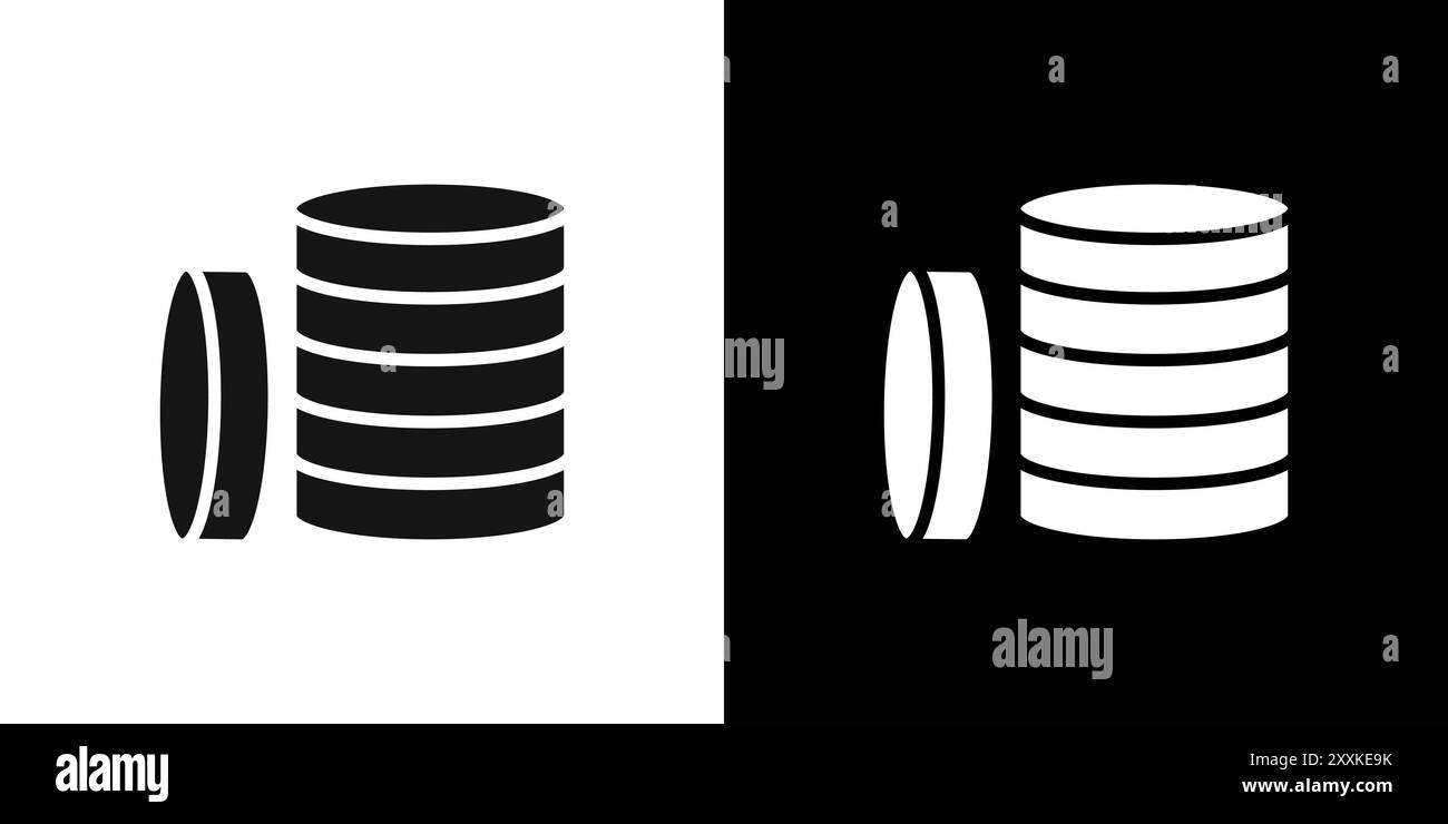 Coin stack icon logo sign vector outline in black and white color Stock ...