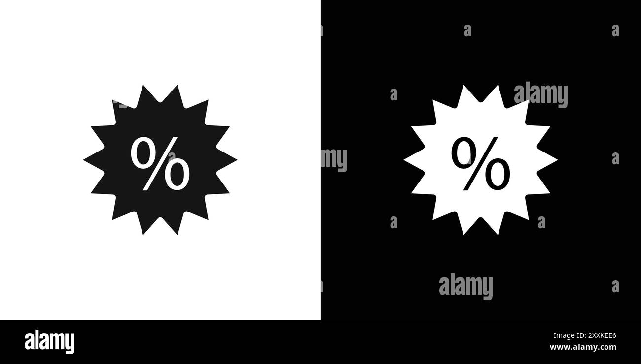 Discount on Sale icon logo sign vector outline in black and white color ...