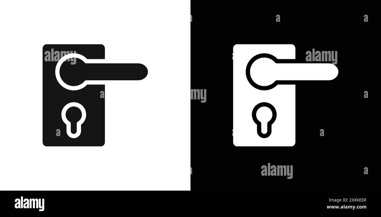 Door knob icon logo sign vector outline in black and white color Stock ...