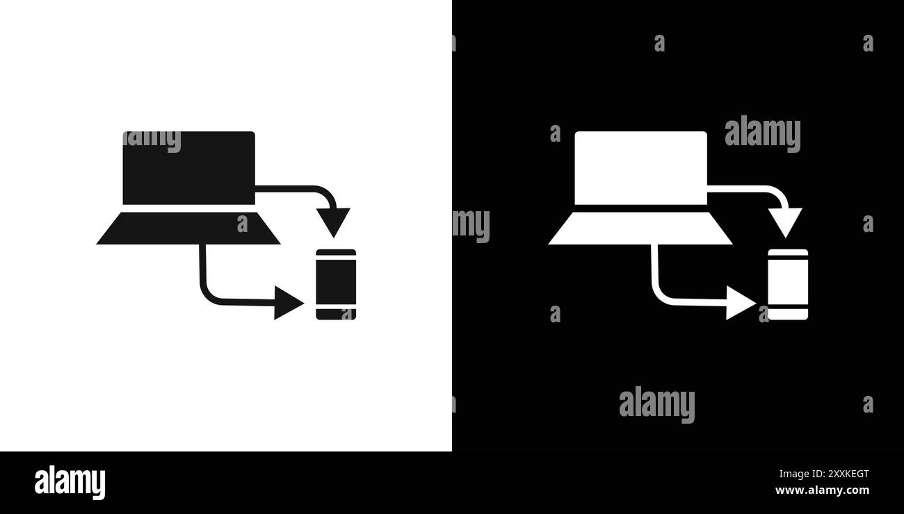 Data transferring icon logo sign vector outline in black and white color Stock Vector Image ...
