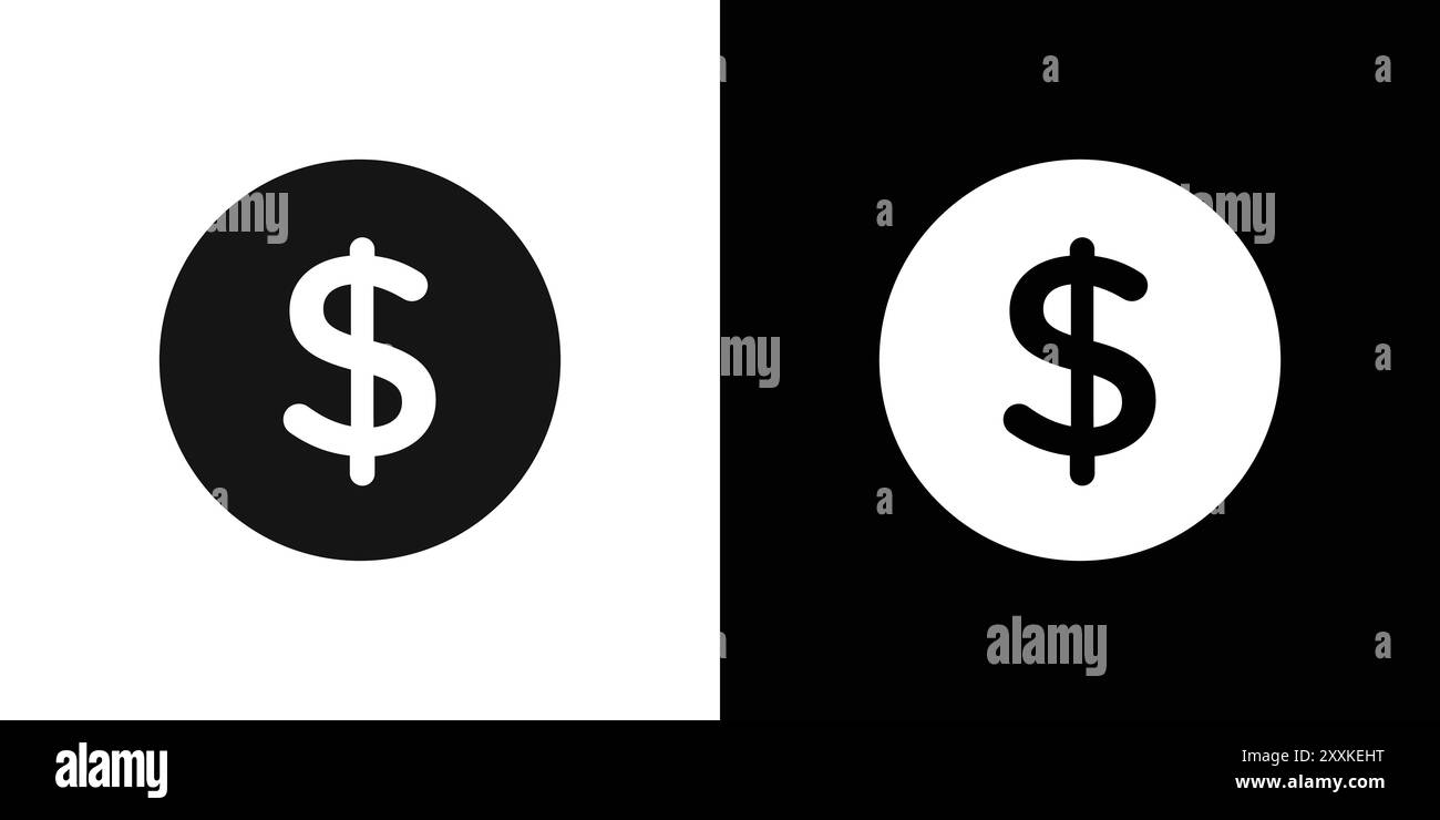 Dollar sign icon logo sign vector outline in black and white color ...