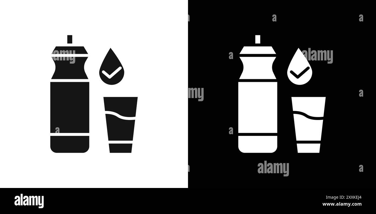 Drinking enough water icon logo sign vector outline in black and white ...