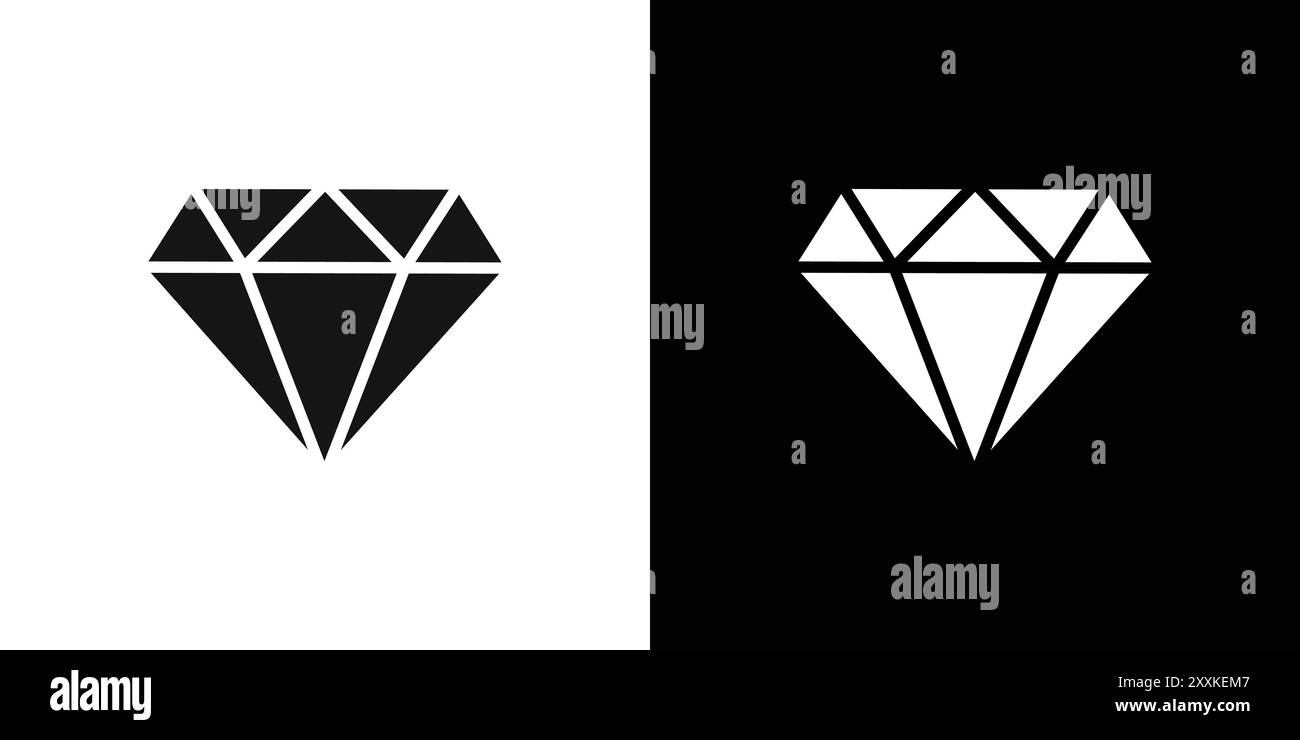 diamond icon logo sign vector outline in black and white color Stock ...