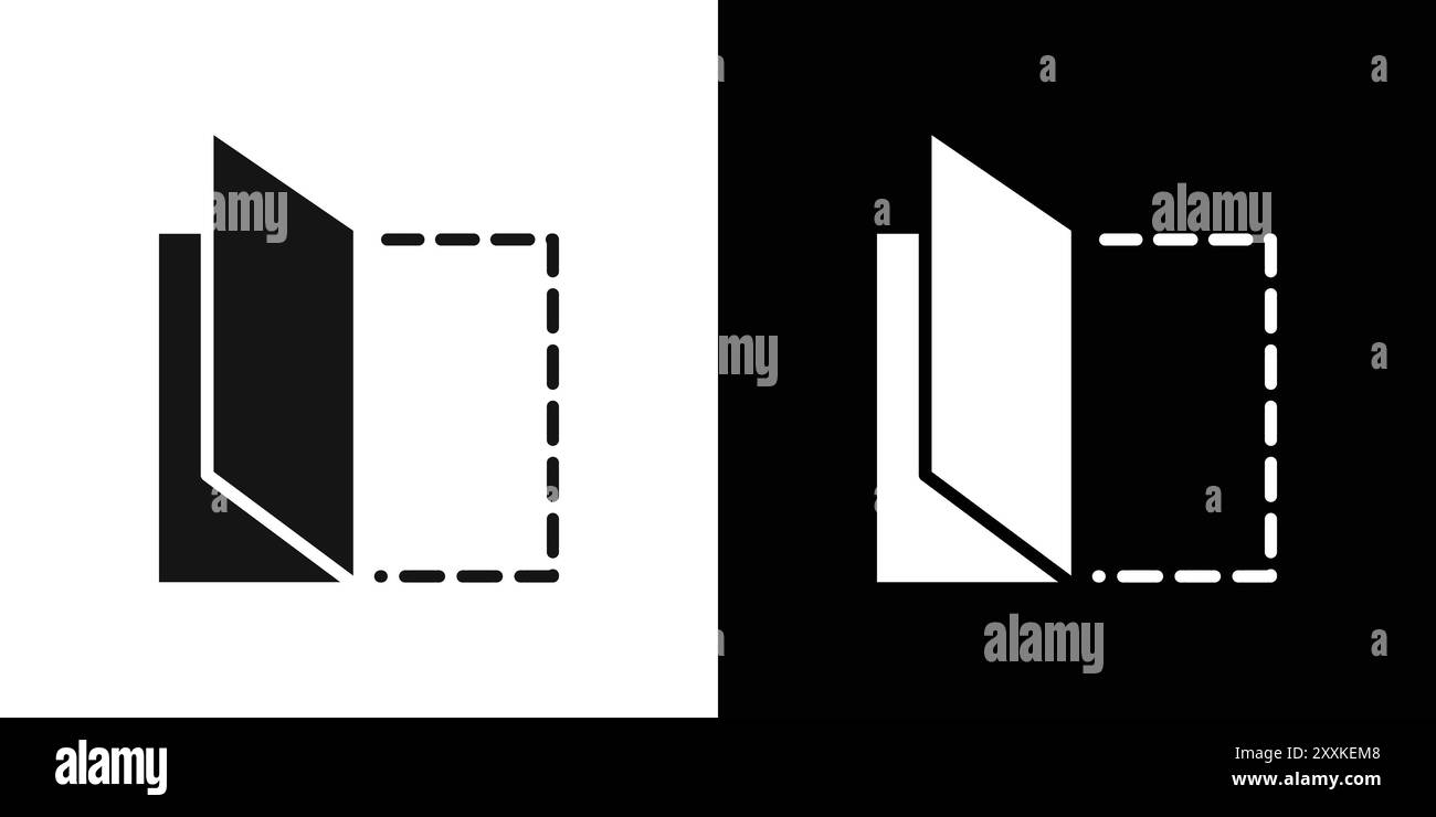 Folded Paper icon logo sign vector outline in black and white color ...