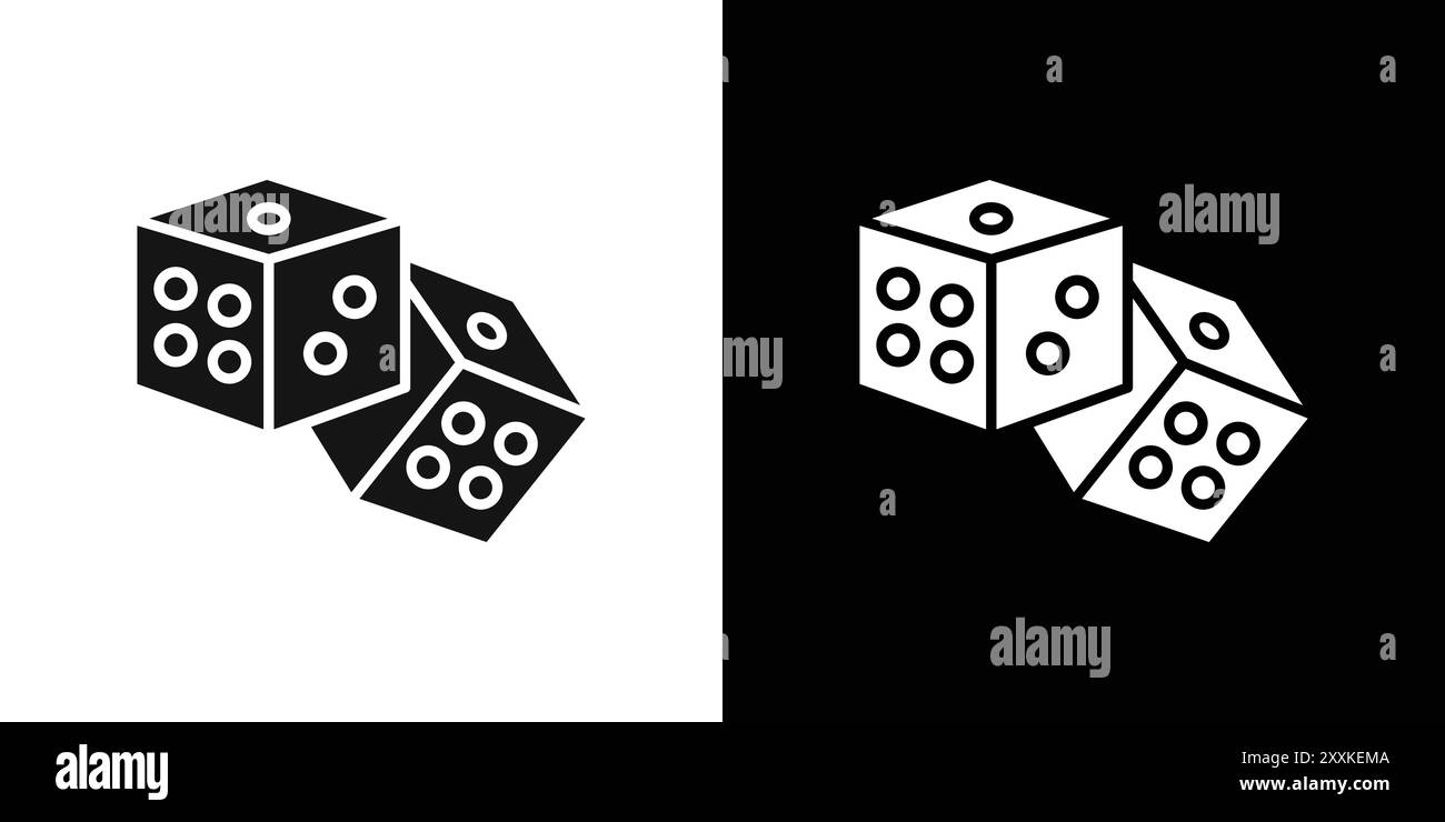 Dice games icon logo sign vector outline in black and white color Stock ...