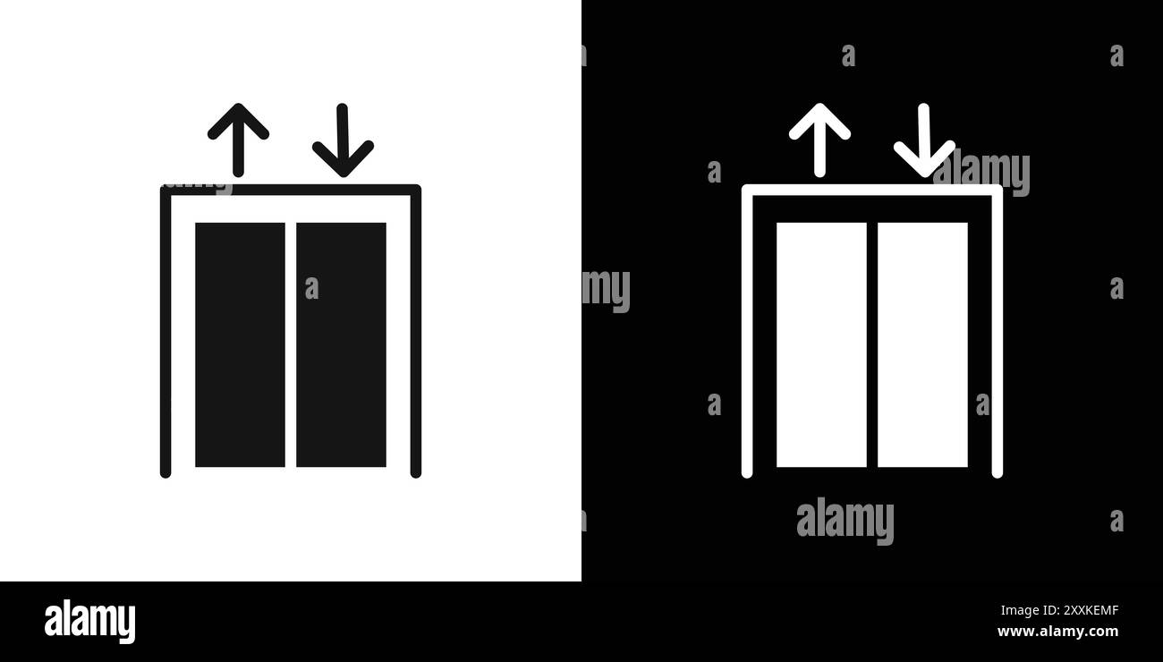 Elevator lift icon logo sign vector outline in black and white color ...