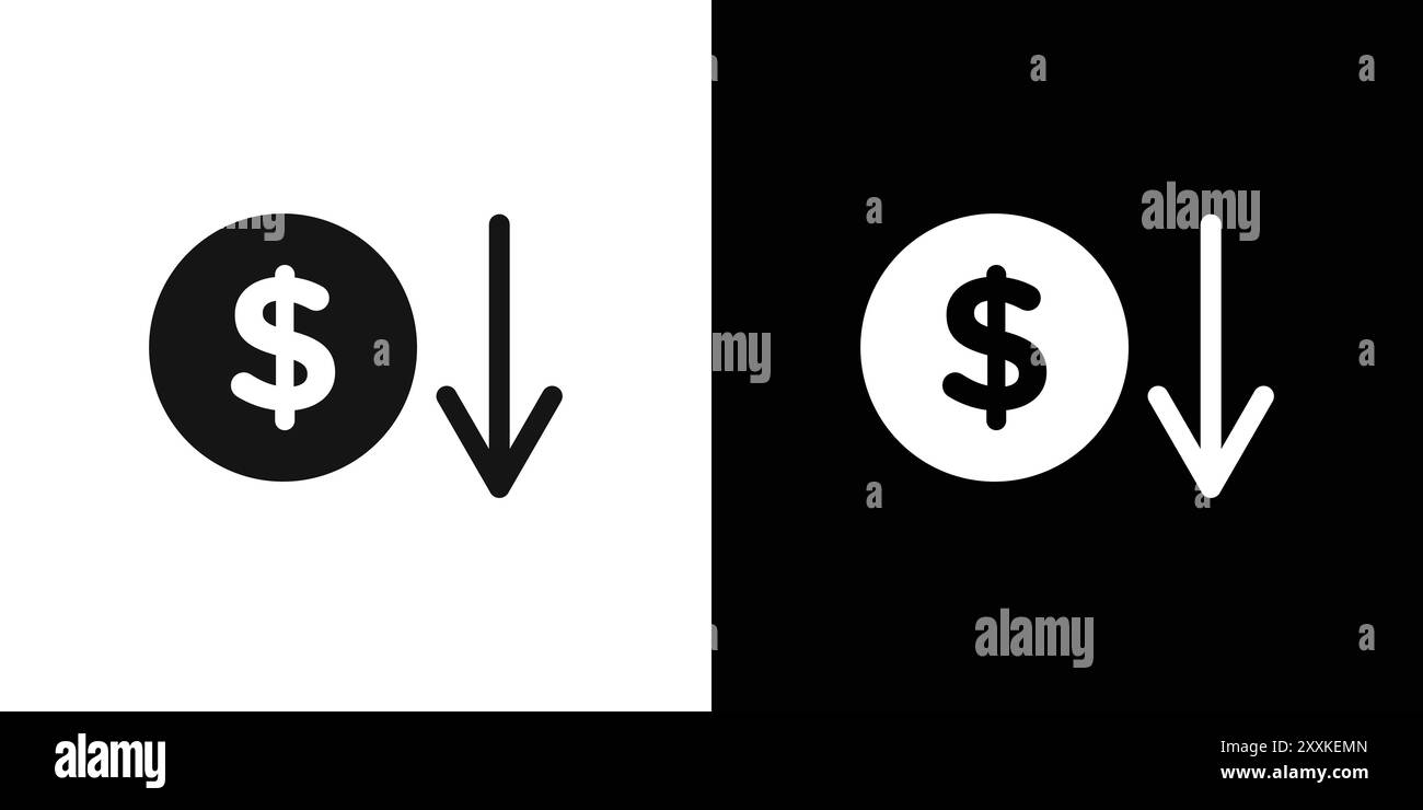 Economic Loss icon logo sign vector outline in black and white color ...