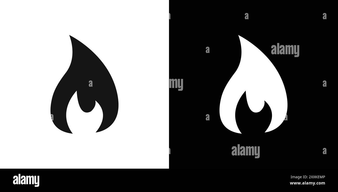 Fire Icon logo sign vector outline in black and white color Stock ...