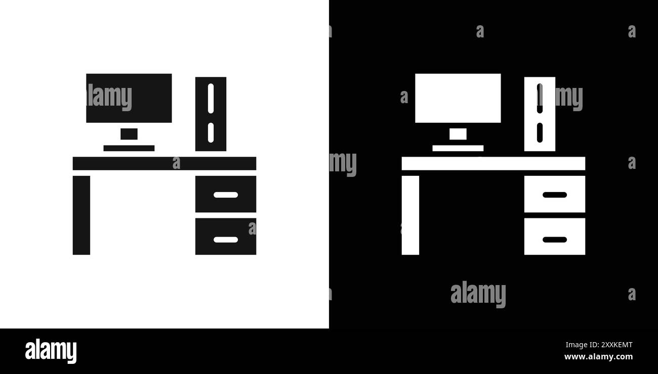 desk icon logo sign vector outline in black and white color Stock ...